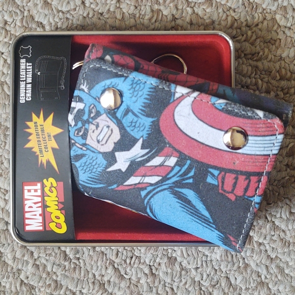 Marvel | Bags | Marvel Captain America Chain Leather Wallet | Poshmark